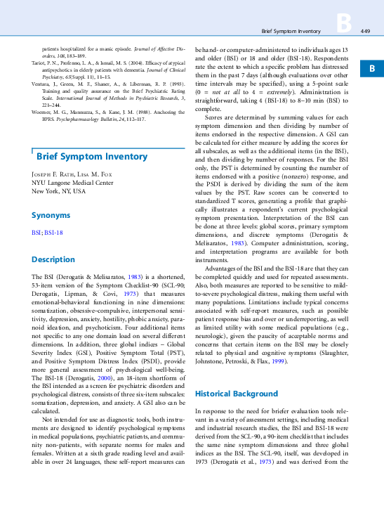 (PDF) Brief Symptom Inventory Scores in Neurorehabilitation Outpatients With Traumatic Brain Injury