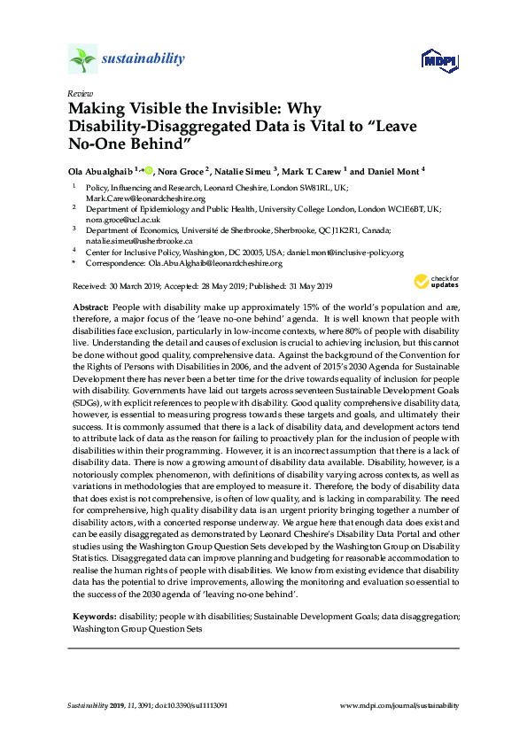 (PDF) Making Visible the Invisible: Why Disability-Disaggregated Data ...