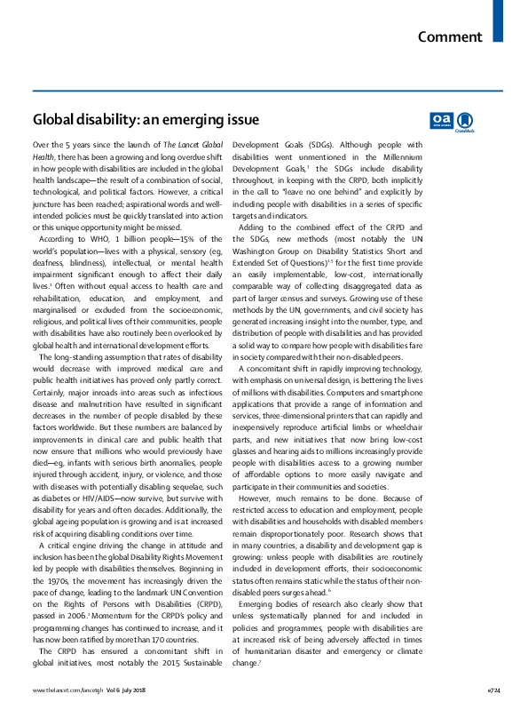 (PDF) Global disability: an emerging issue
