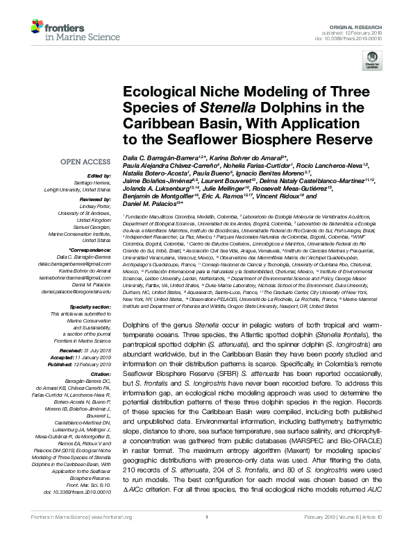 (PDF) Ecological Niche Modeling of Three Species of Stenella Dolphins ...