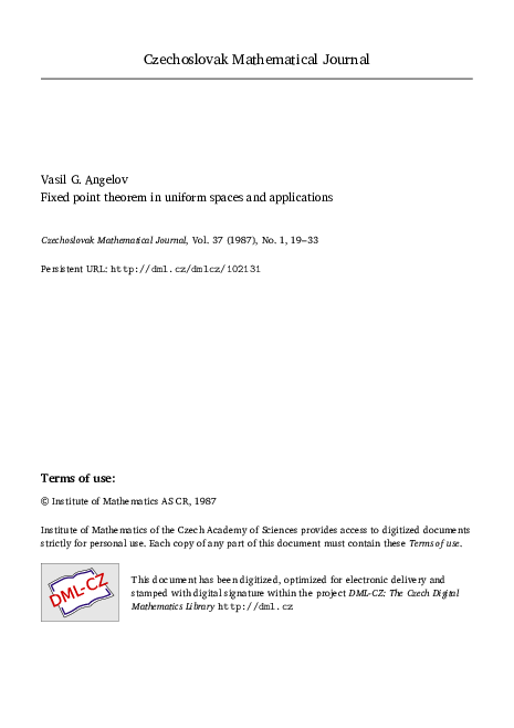 Pdf Fixed Point Theorem In Uniform Spaces And Applications