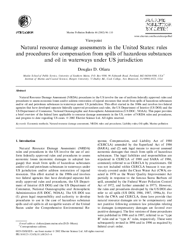 (PDF) A natural resource damage assessment model for coastal and marine ...