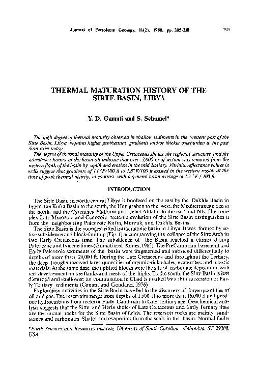 (PDF) Thermal Maturation History of the Sirte Basin, Libya