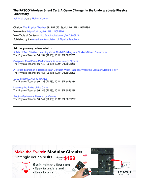 (PDF) The PASCO Wireless Smart Cart: A Game Changer in the ...