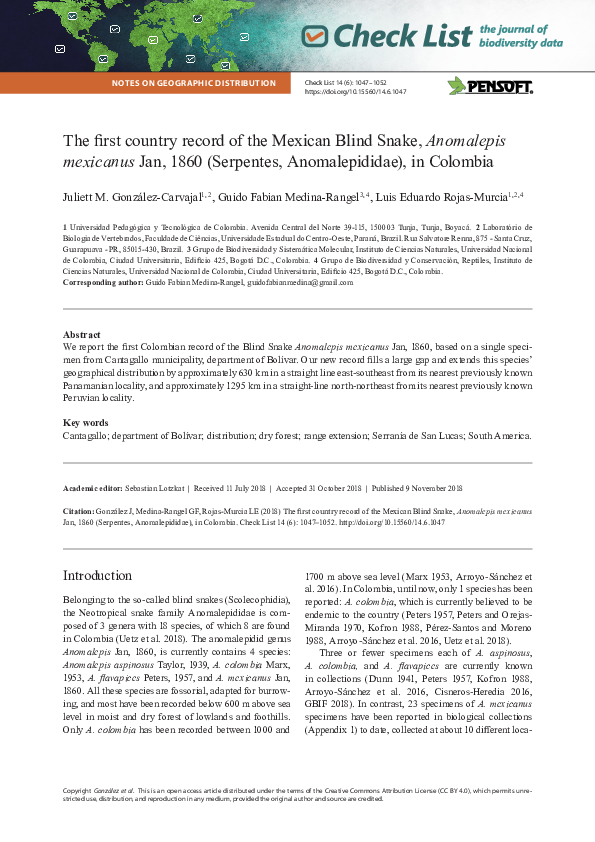 (PDF) The first country record of the Mexican Blind Snake, Anomalepis ...