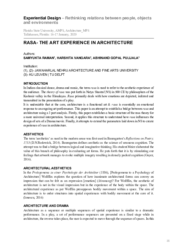 (PDF) RASA, the art experience in Architecture