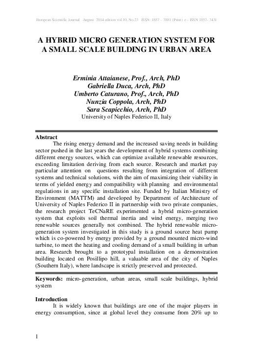(PDF) A Hybrid Micro Generation System for a Small Scale Building in ...