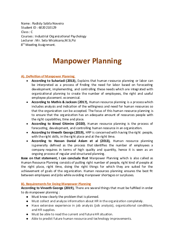 (DOC) Manpower Planning