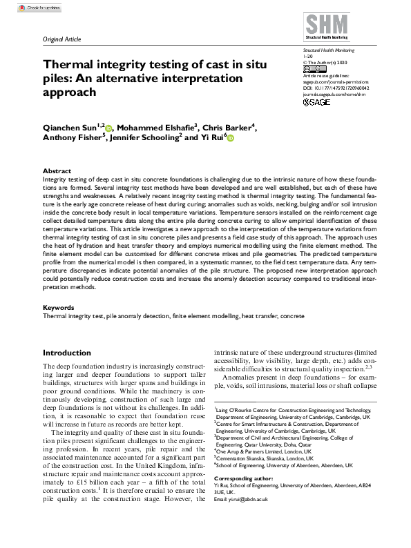 (PDF) Thermal integrity testing of cast in situ piles: An alternative ...