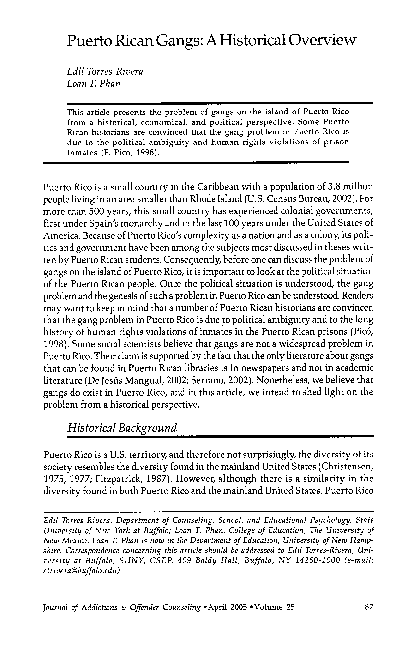 (PDF) Puerto Rican Gangs: A Historical Overview