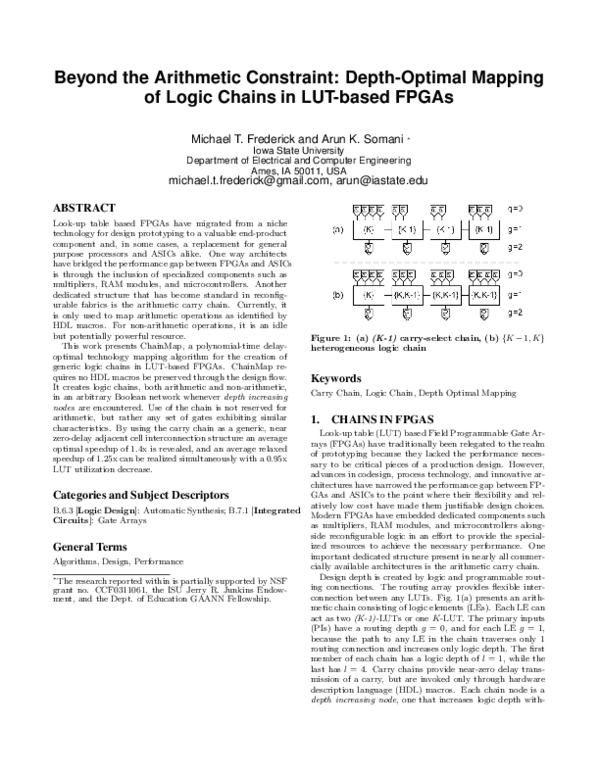 Pdf Beyond The Arithmetic Constraint Depth Optimal Mapping Of Logic