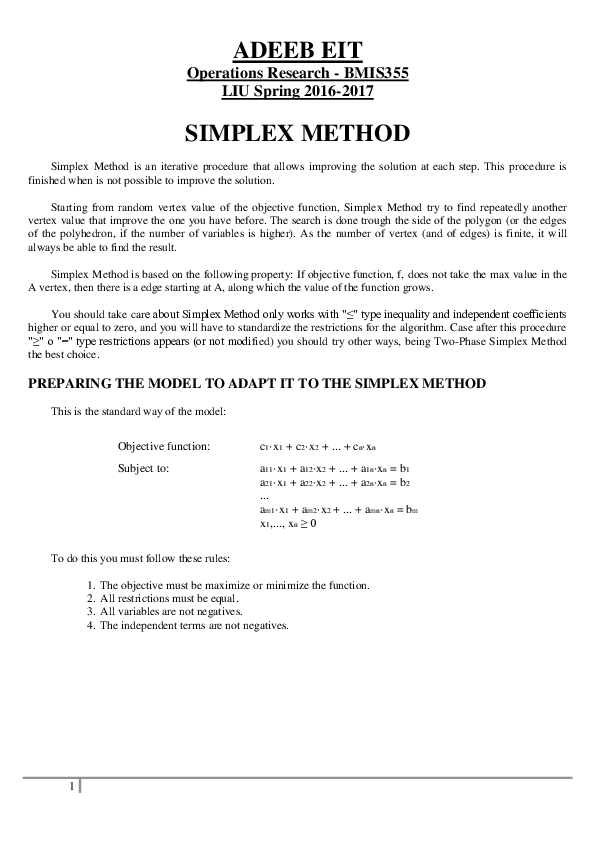 (PDF) SIMPLEX METHOD