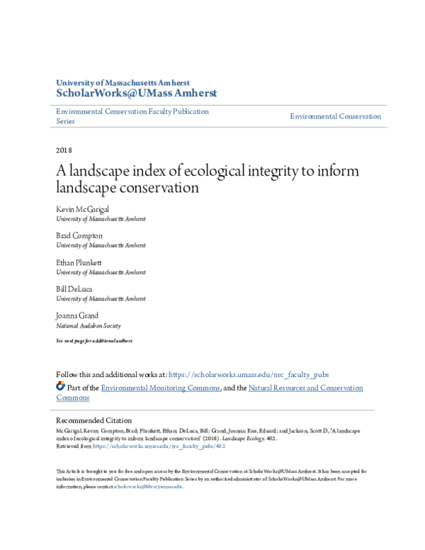 (PDF) A landscape index of ecological integrity to inform landscape ...