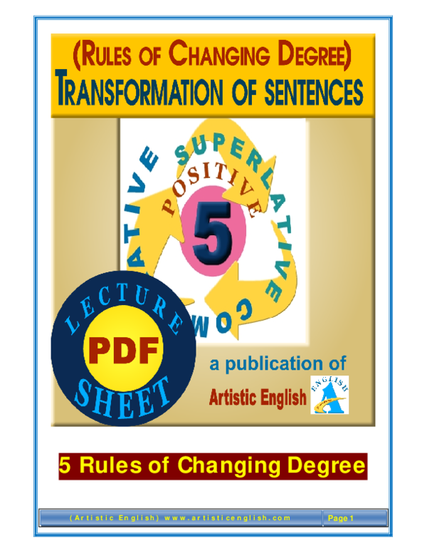 (PDF) 5 Rules of Changing Degree (Positive-Comparative-Superlative)