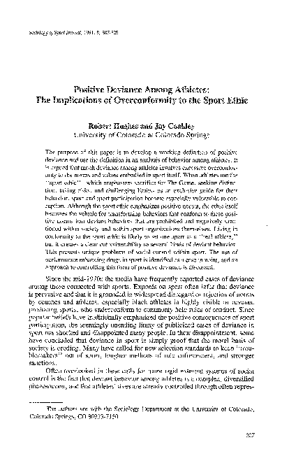 (PDF) Positive Deviance among Athletes: The Implications of ...