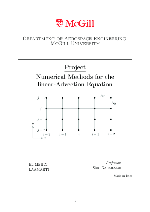 (PDF) Numerical Methods for the linear Advection Equation (PDF) Numerical Methods for the linear Advection Equation