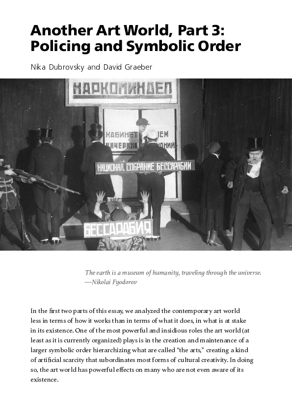 (PDF) Another Art World, Part 3: Policing and Symbolic Order