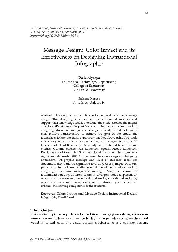 (PDF) Message Design: Color Impact and its Effectiveness on Designing ...