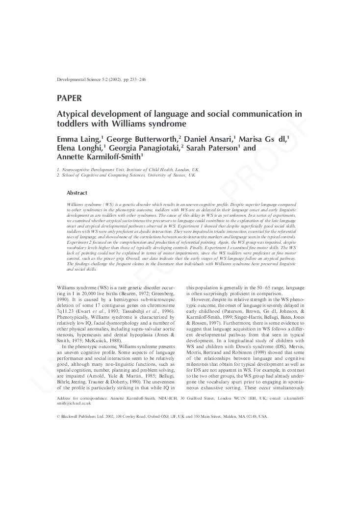(PDF) Atypical development of language and social communication in ...