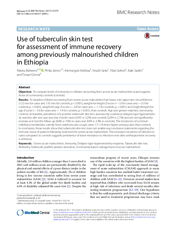 (PDF) Use of tuberculin skin test for assessment of immune recovery ...