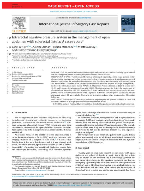 (PDF) Intrarectal negative pressure system in the management of open ...