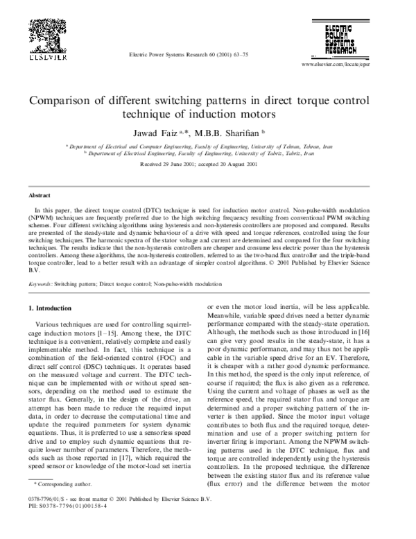 Pdf Comparison Of Different Switching Patterns In Direct Torque