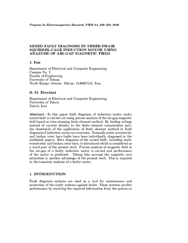 (PDF) Mixed Fault Diagnosis in Three-Phase Squirrel-Cage Induction Motor Using Analysis of Air ...