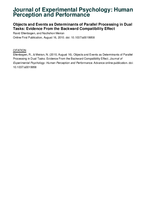 (PDF) Objects and events as determinants of parallel processing in dual ...
