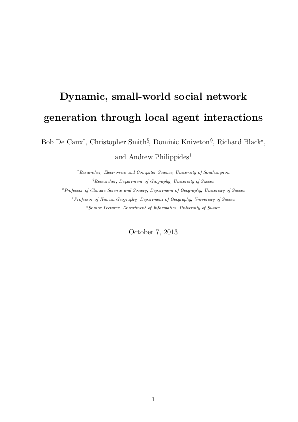 (PDF) Dynamic, small-world social network generation through local ...