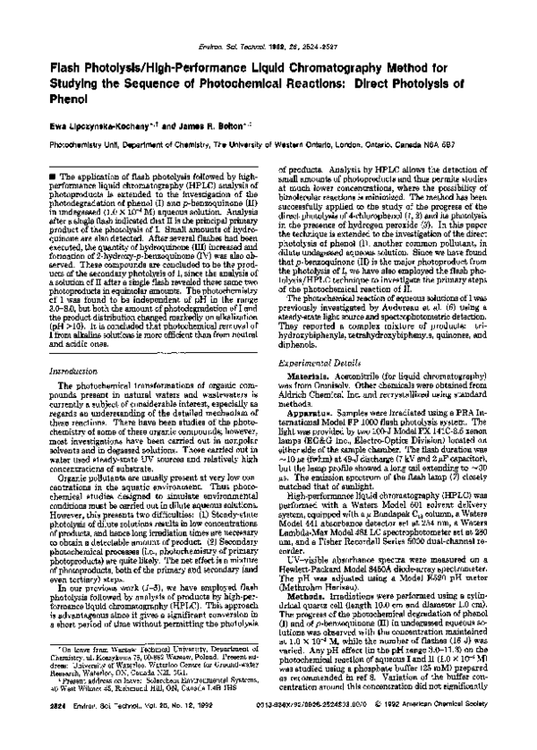 (PDF) Flash Photolysis/HPLC method for studying the sequence of ...
