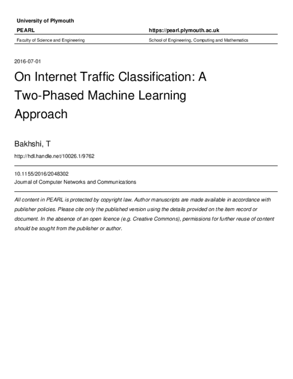 (PDF) On Internet Traffic Classification: A Two-Phased Machine Learning Approach