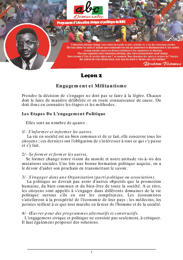(PDF) Leçon 2 :Engagement et Militantisme