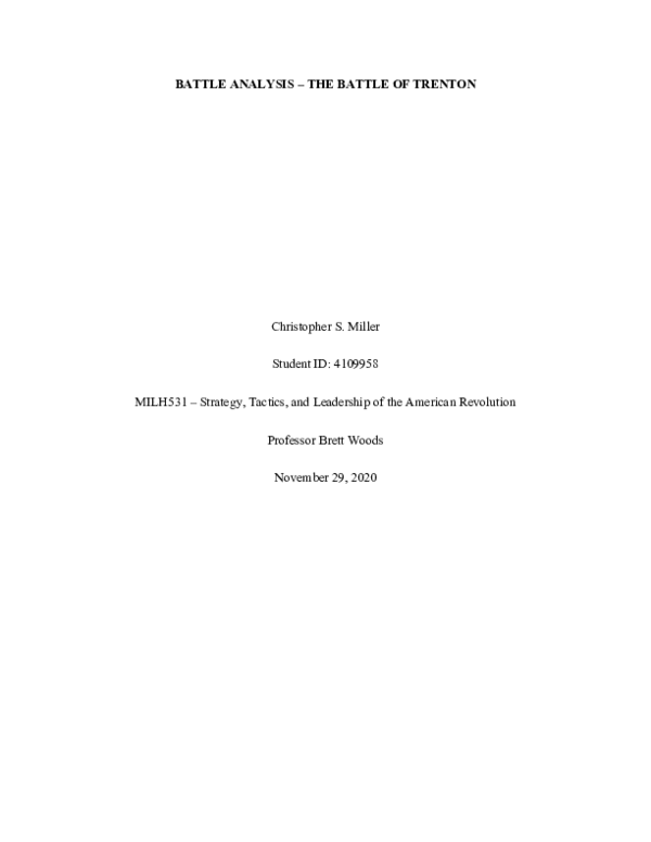 (DOC) BATTLE ANALYSIS - THE BATTLE OF TRENTON