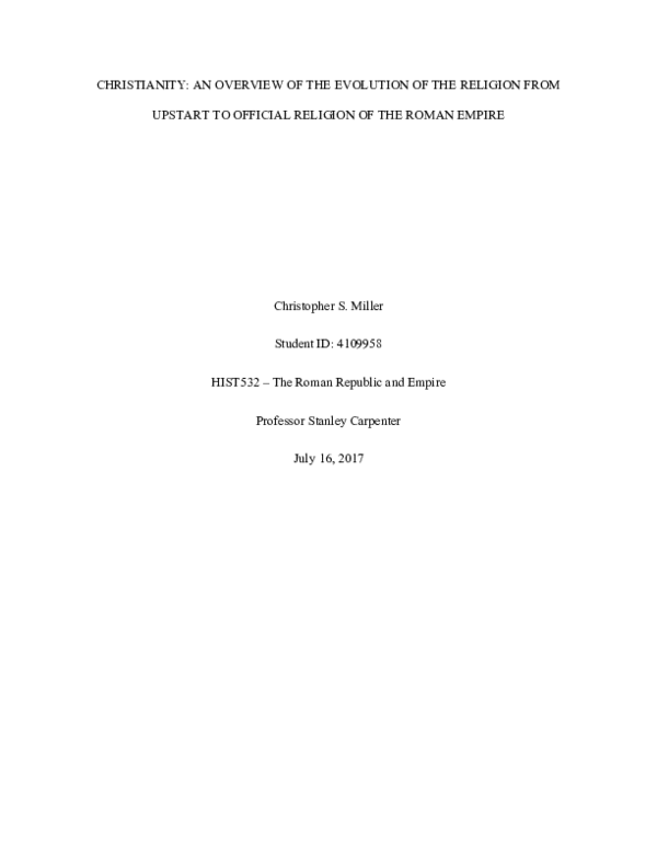 (DOC) CHRISTIANITY AN OVERVIEW OF THE EVOLUTION OF THE RELIGION FROM ...