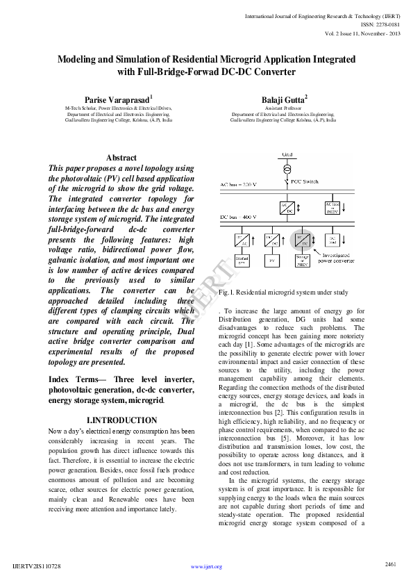 (PDF) IJERT-Modeling and Simulation of Residential Microgrid Application Integrated with Full ...