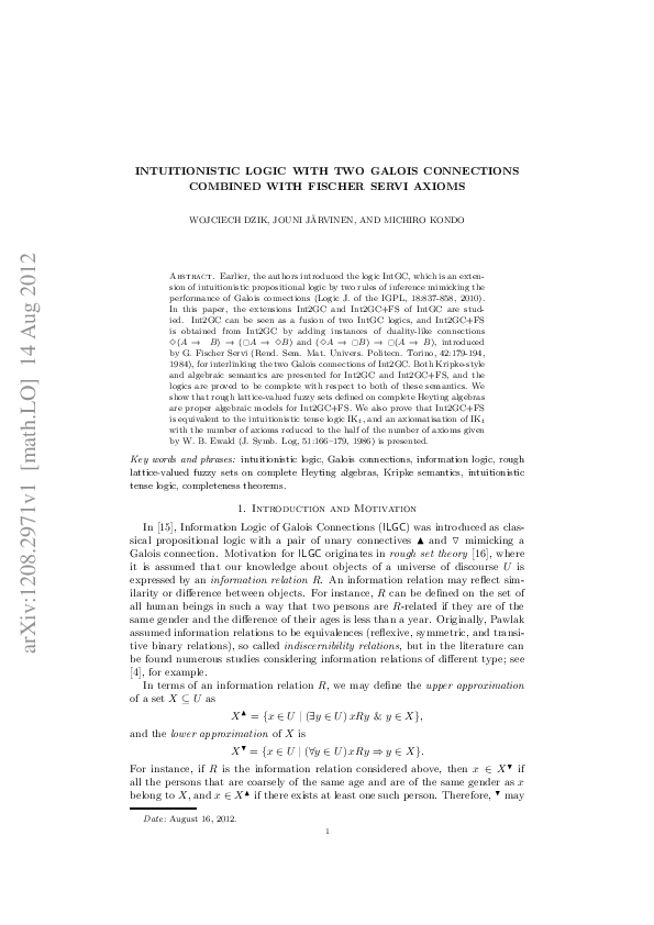 Pdf Intuitionistic Logic With Two Galois Connections Combined With