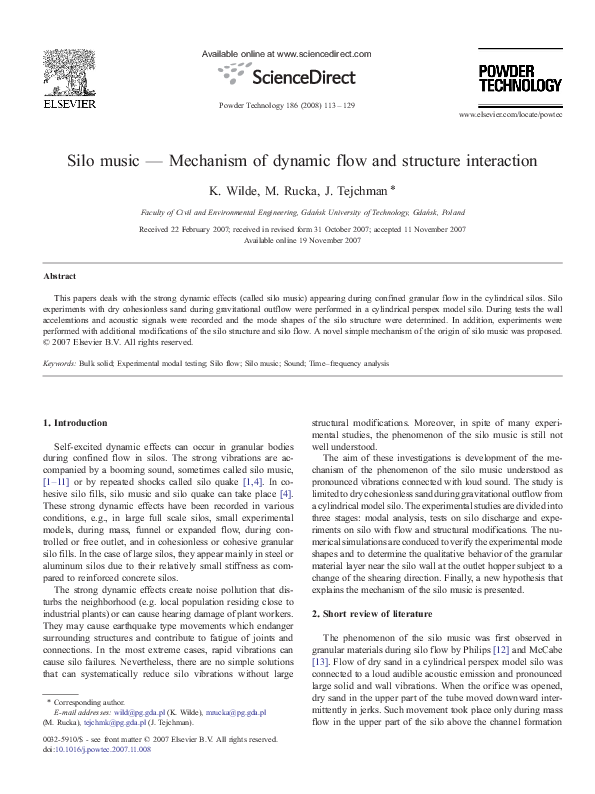 (PDF) Silo music — Mechanism of dynamic flow and structure interaction