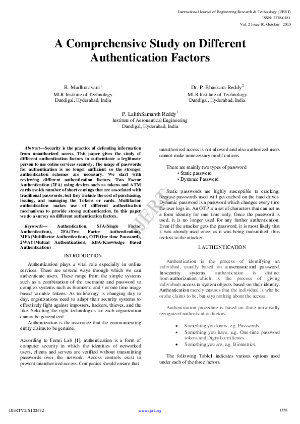 (PDF) IJERT-A comprehensive study on different authentication factors ... (PDF) IJERT-A comprehensive study on different authentication factors ...