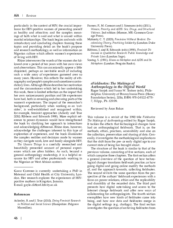 (PDF) Roger Sanjek and Susan W. Tratner (eds): eFieldnotes: The Makings ...