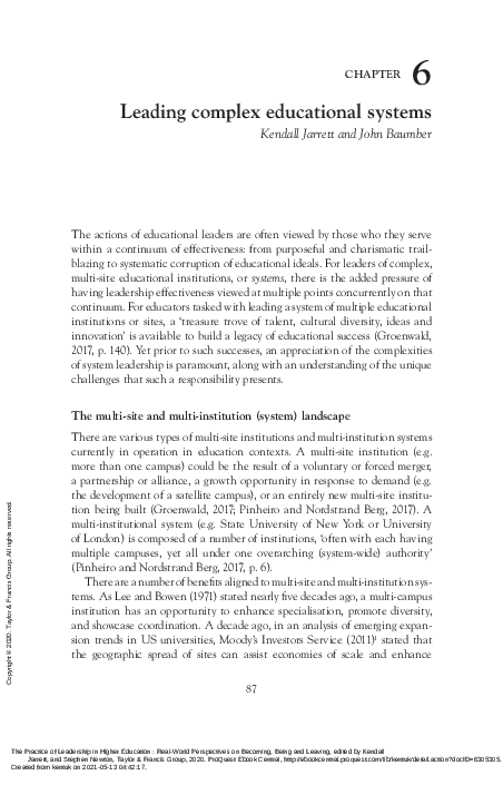(PDF) Leading complex educational systems