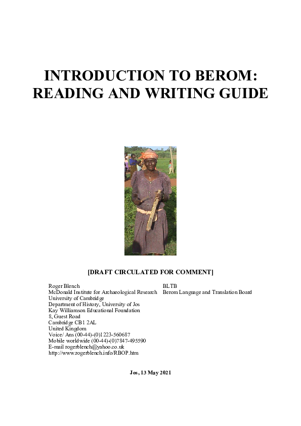 (PDF) Reading and writing Berom