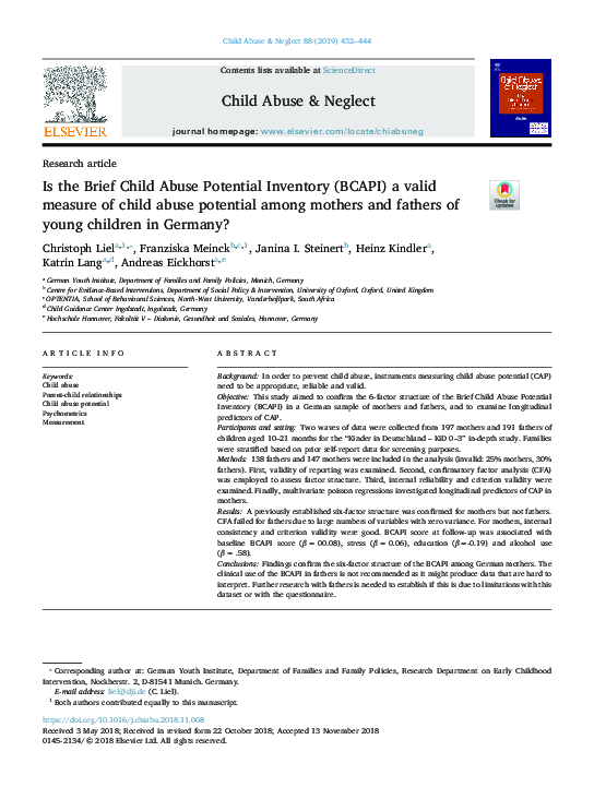 (PDF) Is the Brief Child Abuse Potential Inventory (BCAPI) a valid ...