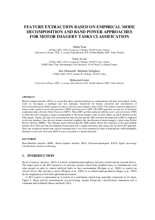 Pdf Feature Extraction Based On Empirical Mode Decomposition For