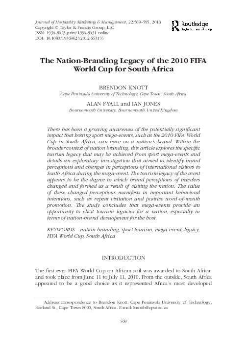 (PDF) The Nation-Branding Legacy of the 2010 FIFA World Cup for South ...