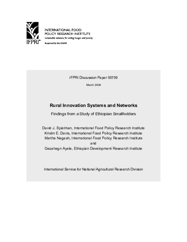 (PDF) Rural innovation systems and networks: findings from a study of ...