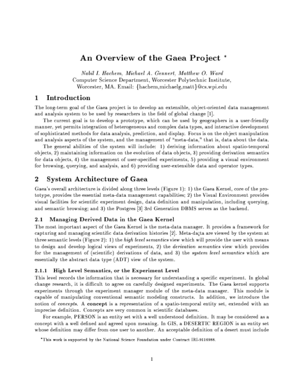 (PDF) An Overview of the Gaea Project