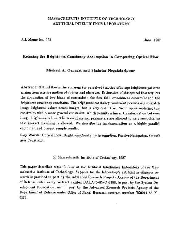 (PDF) Relaxing the Brightness Constancy Assumption in Computing Optical ...