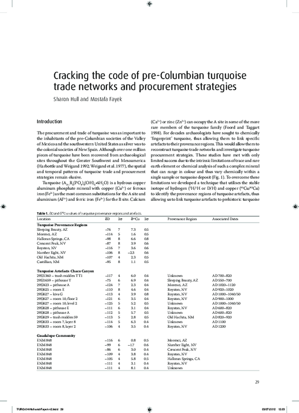 (PDF) Cracking the Code of Pre-Columbian Turquoise Trade and ...