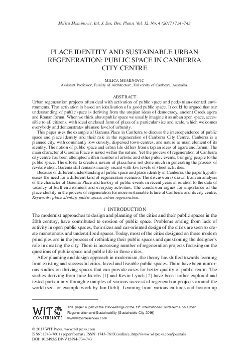 (PDF) Place Identity and Sustainable Urban Regeneration: Public Space ...
