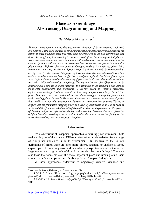 (PDF) Place as Assemblage: Abstracting, Diagramming and Mapping